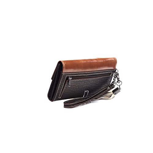 ARIAT Monroe Clutch Wallet Floral Pierced Lacing Brown