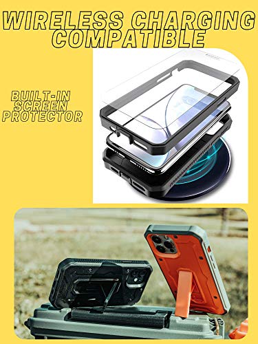 ArmadilloTek Vanguard Designed for iPhone 12 / iPhone 12 Pro Case (6.1 inches) Military Grade Full-Body Rugged with Built-in Screen Protector and Kickstand - Black