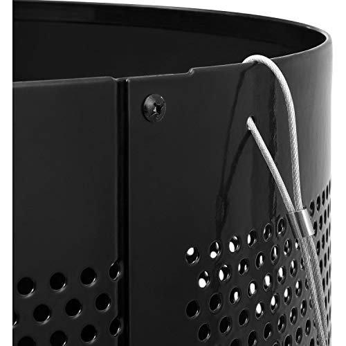 Global Industrial 55 Gallon Perforated Steel Receptacle with Flat Lid, Black