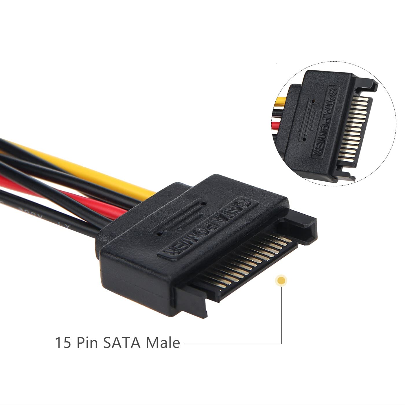 SATA Power Splitter, 3 Pack 15 Pin SATA Male to Dual 15 Pin Female Power Y Splitter Cable Adapter UIInosoo for Hard Drive, HDD, SSD, 9.8 Inches