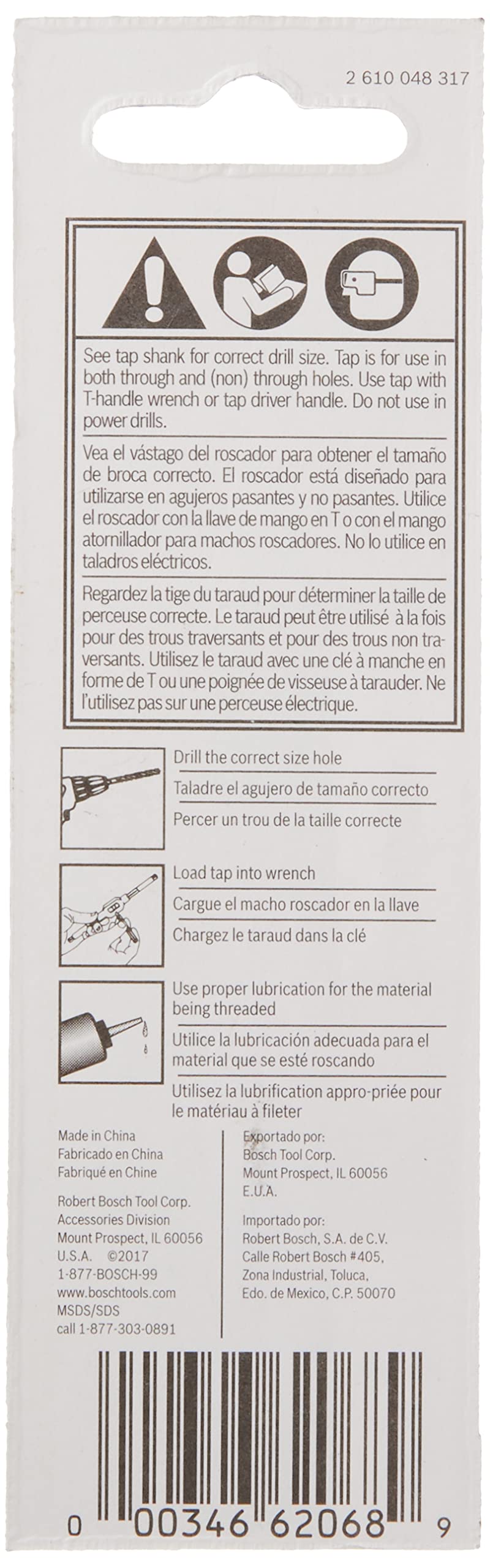 Bosch BPT440 4-40 High-Carbon Steel Machine Screw Plug Tap