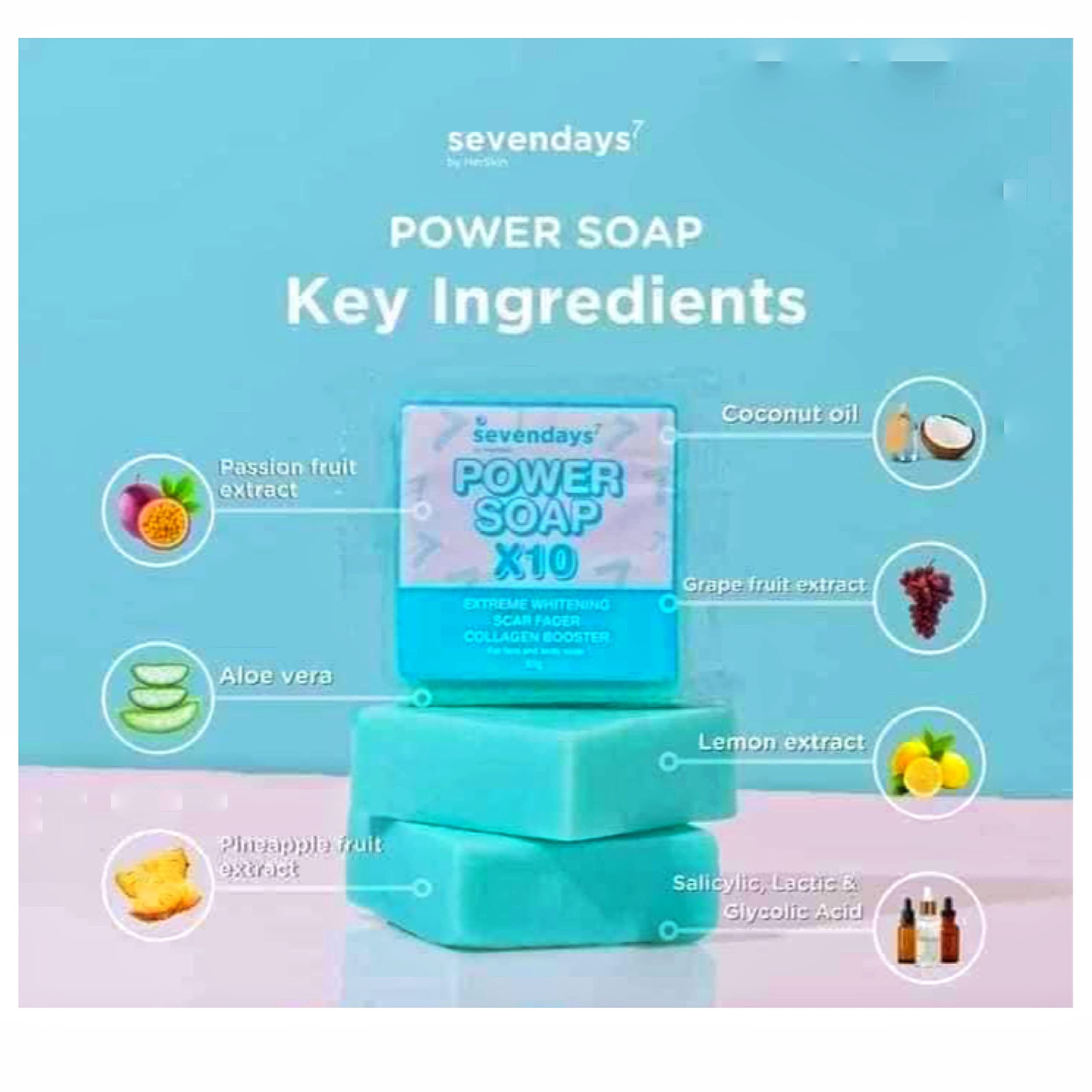 2 Bars SevenDays by Her Skin POWER SOAP for Face & Body, 80g