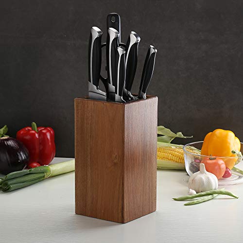 Acacia Wood Blade Holder with Bristles,Knife Holder, Large Capacity, Kitchen Household Multi-function Knife Storage and Placement Rack