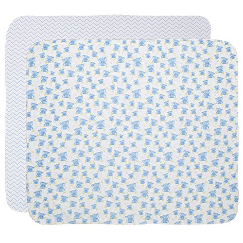 Cuddles & Cribs Baby Receiving Blankets – 100% Cotton Flannel Receiving Blankets - Elephant & Stripes - Pack of 2-30 x 30 Inch