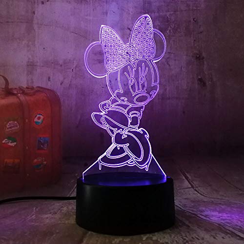 Bri-moryea 3D Cartoon Mouse Night Light LED RGB 7 Color Change USB Remote Control Desk Table Lamp for Child Kids Christmas Gift Novelty Home Decor