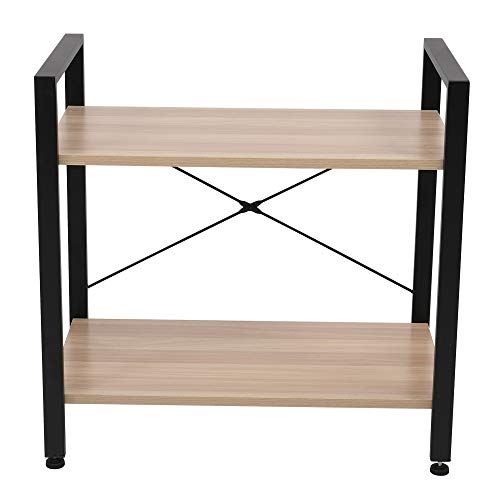 2-Tier Gray Bookshelf, Bookcase, Industrial Wood Storage Rack Open Shelves, Modern Standing Bookshelves Display Rack for Bedroom Living Room, Bookcase Shelf Storage Organizer 60 x 33 x 58.5cm