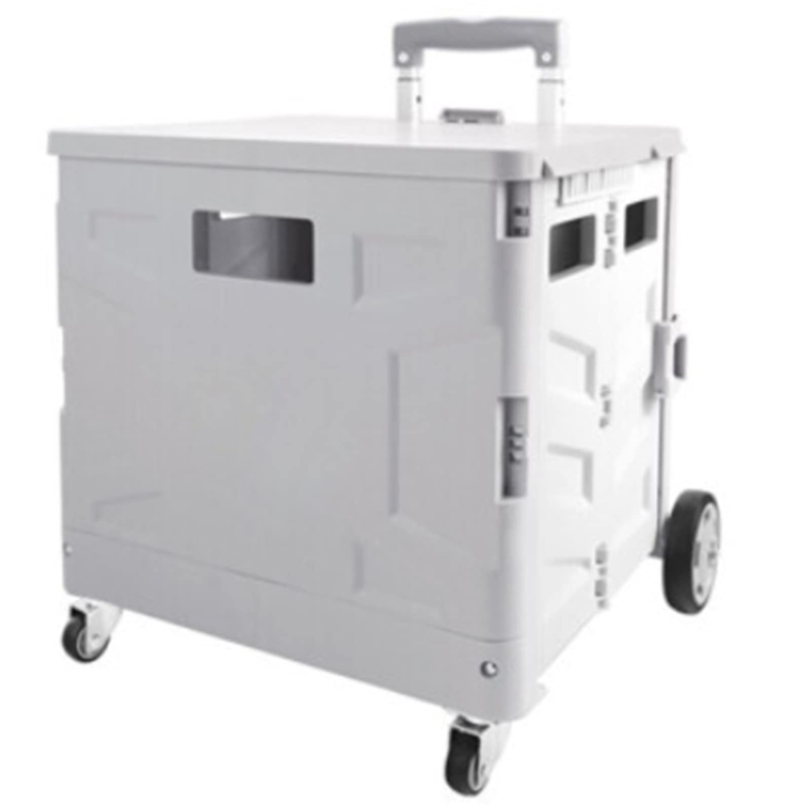4 Wheels Multifunctional Folding Portable Shopping Cart Aluminum Trolley Trailer (Grey White)
