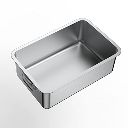 Colcolo Kitten Cat Litter Box Stainless Steel Rounded Edges with High Sides Semi Enclosed, 45x35x10cm