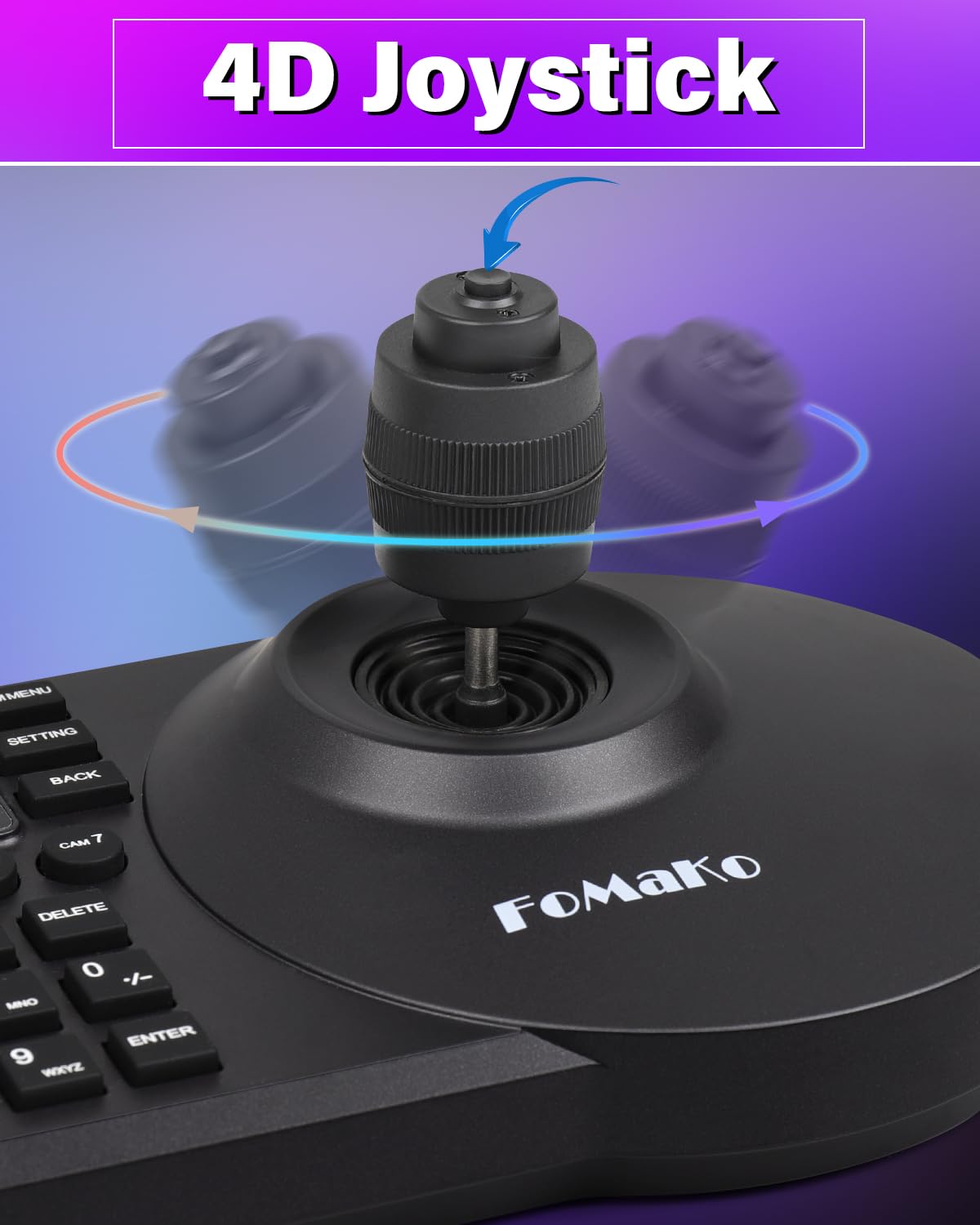 FoMaKo PTZ Controller PoE 3" LCD Screen Preview, 4D Joystick PTZ Camera Controller for Church Live Service Education, Visca PELCO D/P RS232 RS485 (No NDI License) (KC608 Pro)