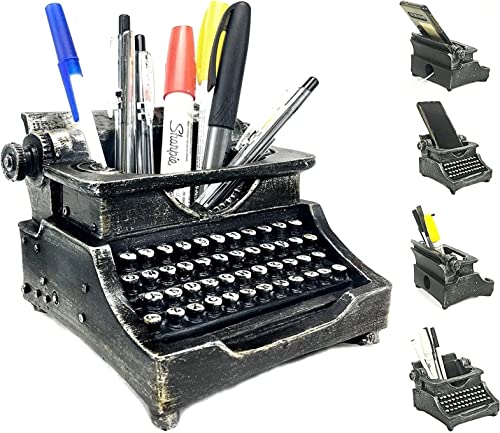 Bellaa Typewriter Pencil Holder Pen Desk Organizer Cute Industrial Antiques Retro Shabby Chic Vintage Cup Ideal Gift Writer Creative Office Classroom Home Study Library 21413