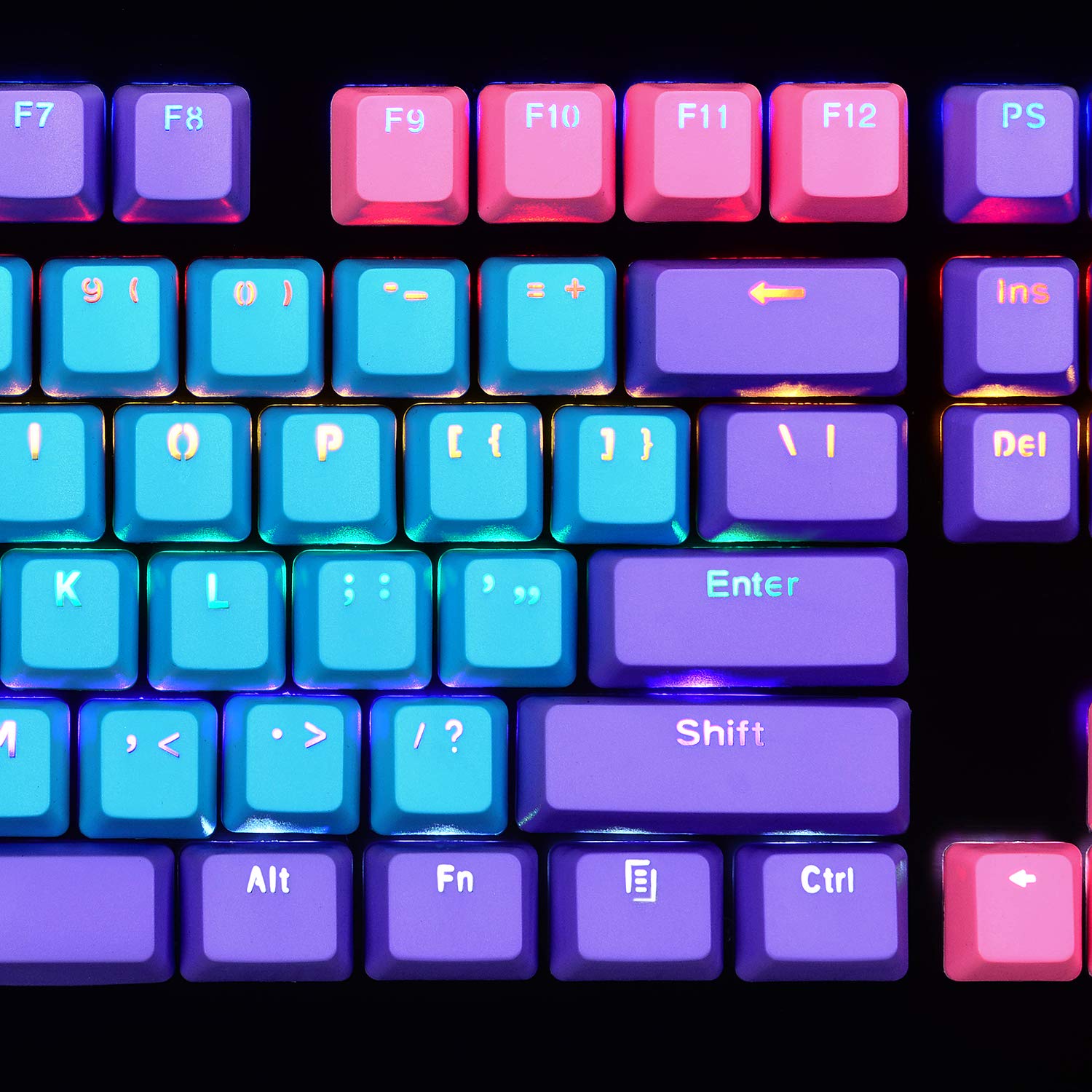 Bossi 104 Keycaps Set | Backlit Keycaps for Cherry MX Gaming Keyboard with Key Puller(Purple + Blue + Pink)(Keycap Only, Keyboard NOT Included)