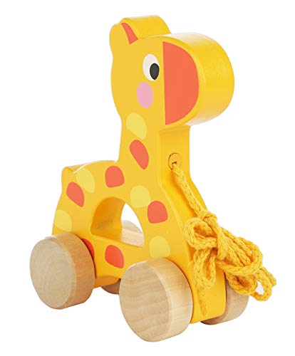 Adorable Giraffe Wooden Animal Pull Toy - Solid Wood Educational Baby Toy for Toddler Boys and Girls Age 18 Months, and Up - Classic Developmental Pull Toy