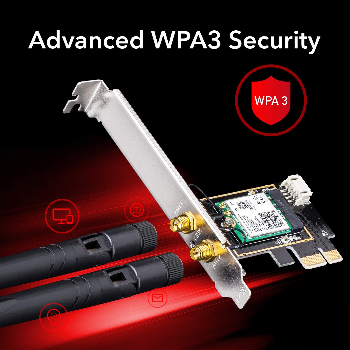 Cudy New AX3000 Wireless WiFi 6 PCIe Card for PC, Bluetooth 5.2, AX200, 3000Mbps WiFi 6 Speed, Bluetooth 5.2/5/4.2/4.0, 802.11ax/ac/a/b/g/n, Windows 11, 10, WE3000 V2