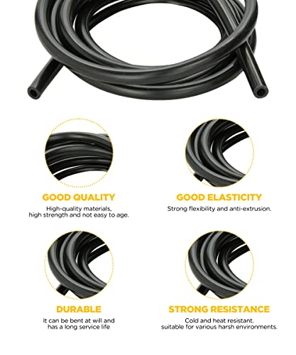 AOCISKA 10 Ft Silicone Vacuum Tubing,Universal High Performance Automotive Silicone Vacuum Tubing Hose line,1/4" Inner Diameter Hose,automotive Replacement Vacuum Hose Line(Black)