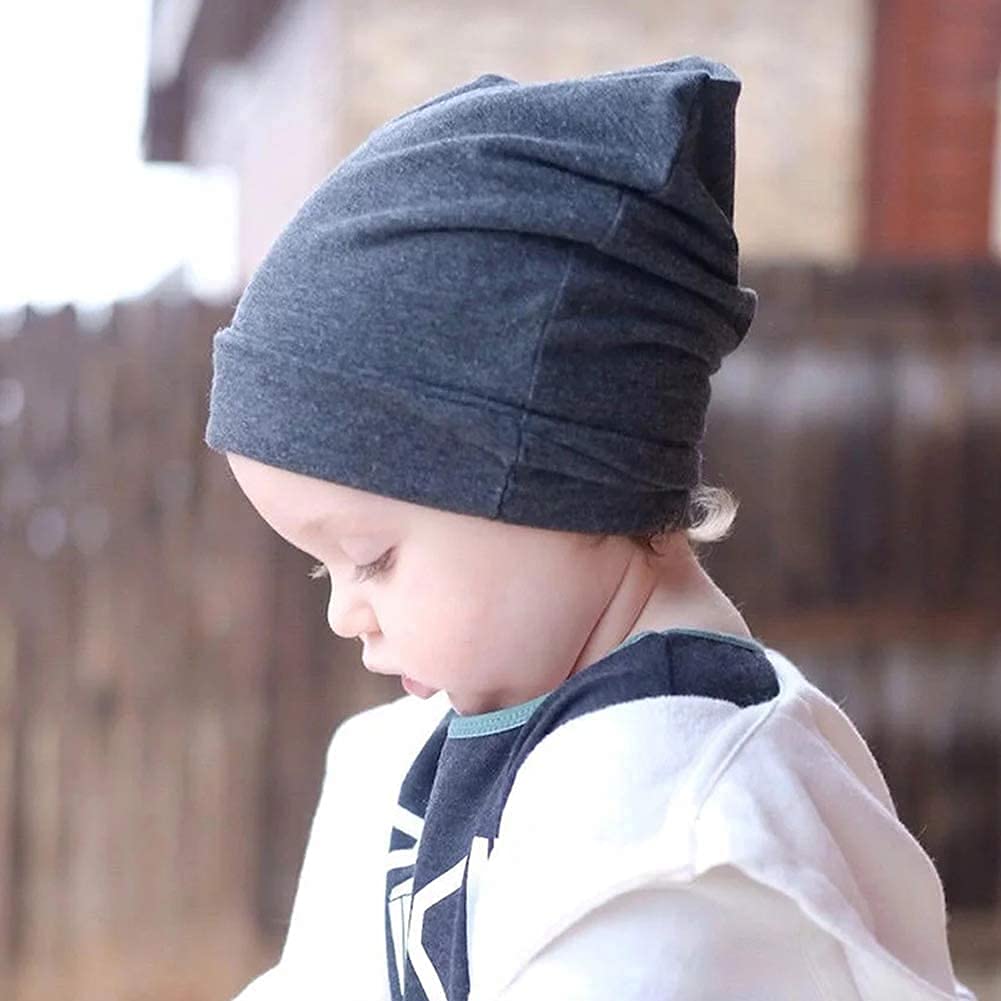 DRESHOW BQUBO 5 Pack Unisex Baby Hats for Kids Cotton Skull Caps Soft Cute Knit Cap Baby Toddler Beanie for 3 Months - 6 Years