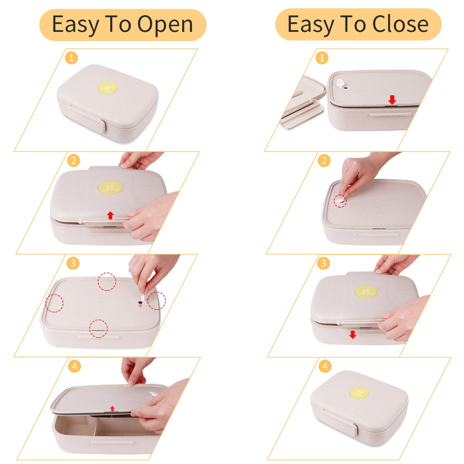 BRIGENIUS Bento Box for Adults, Lunch Box, BPA Free, Made from Degradable Cereal Fiber, Can Use Safety in Microwave, Dishwasher (Has Fork and Spoon)