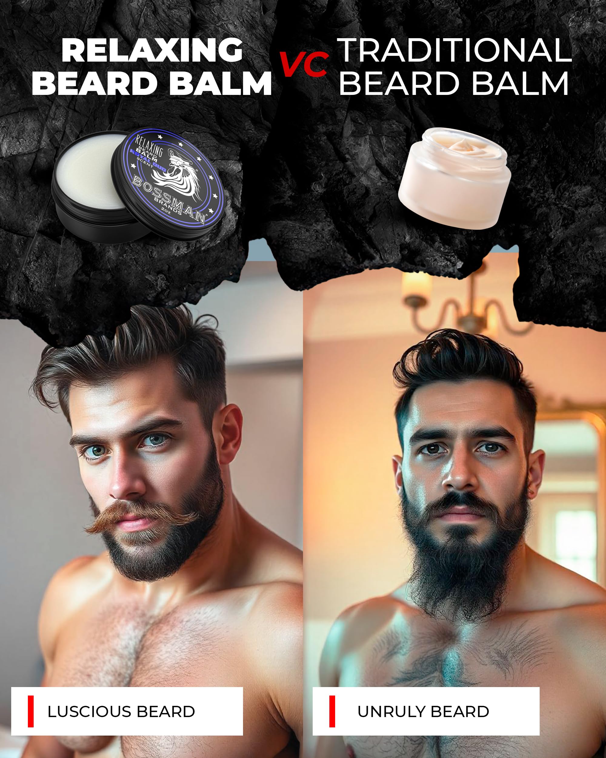 Bossman Relaxing Beard Balm - Beard Tamer, Relaxer, Thickener and Softener Cream - Beard Care Product - Made in USA (Magic Scent)