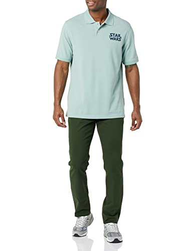 Amazon Essentials Disney | Marvel | Star Wars Men's Regular-Fit Cotton Pique Polo Shirt, Pack of 2, Star Wars Logo Ships, Medium