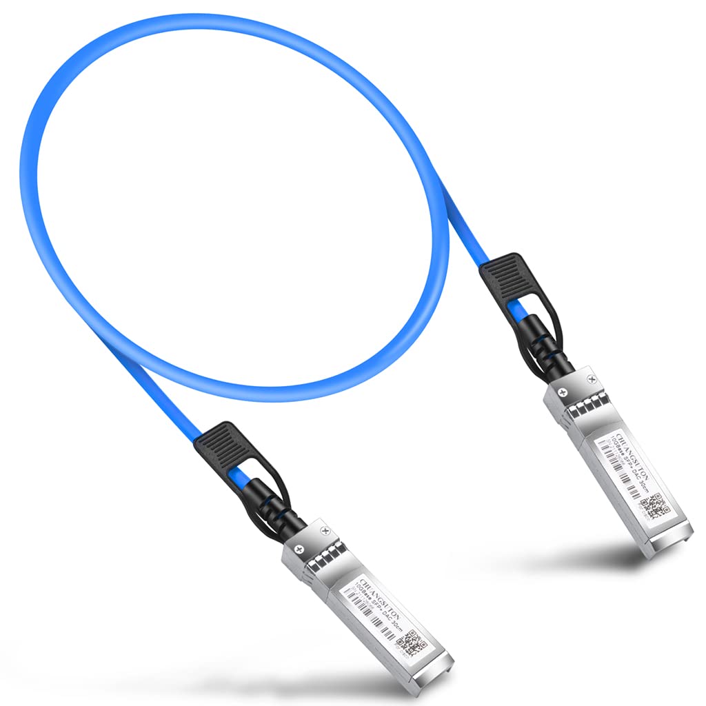 CHUANGSUTON Blue 10G SFP+ DAC Passive Direct Attach Copper Cable for Intel XDACBL0.5M Ethernet 10GbE 10Gb/s SFP+ to SFP+ DAC 0.5M(1.6ft)
