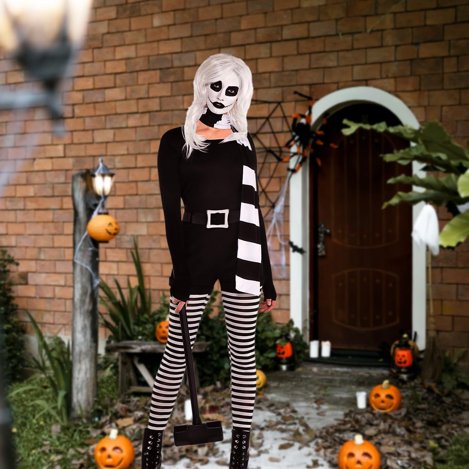 Alice The Psycho Costume - Women Medium (6-8) Bewitching Black & White Outfit Perfect For Halloween & Costume Parties - 1 Set