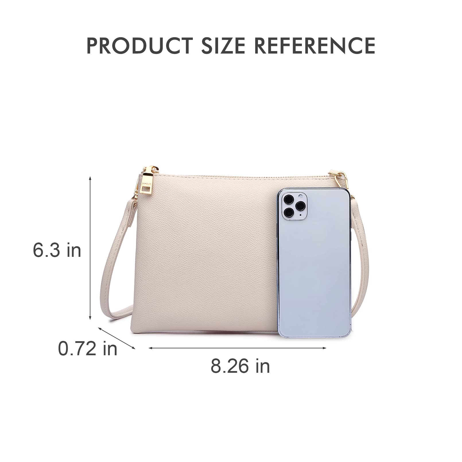 AMELIE GALANTI womens small crossbody strap handbag bag,Soft Leather Fabric Delicate Durable Fashion Design (Cream)