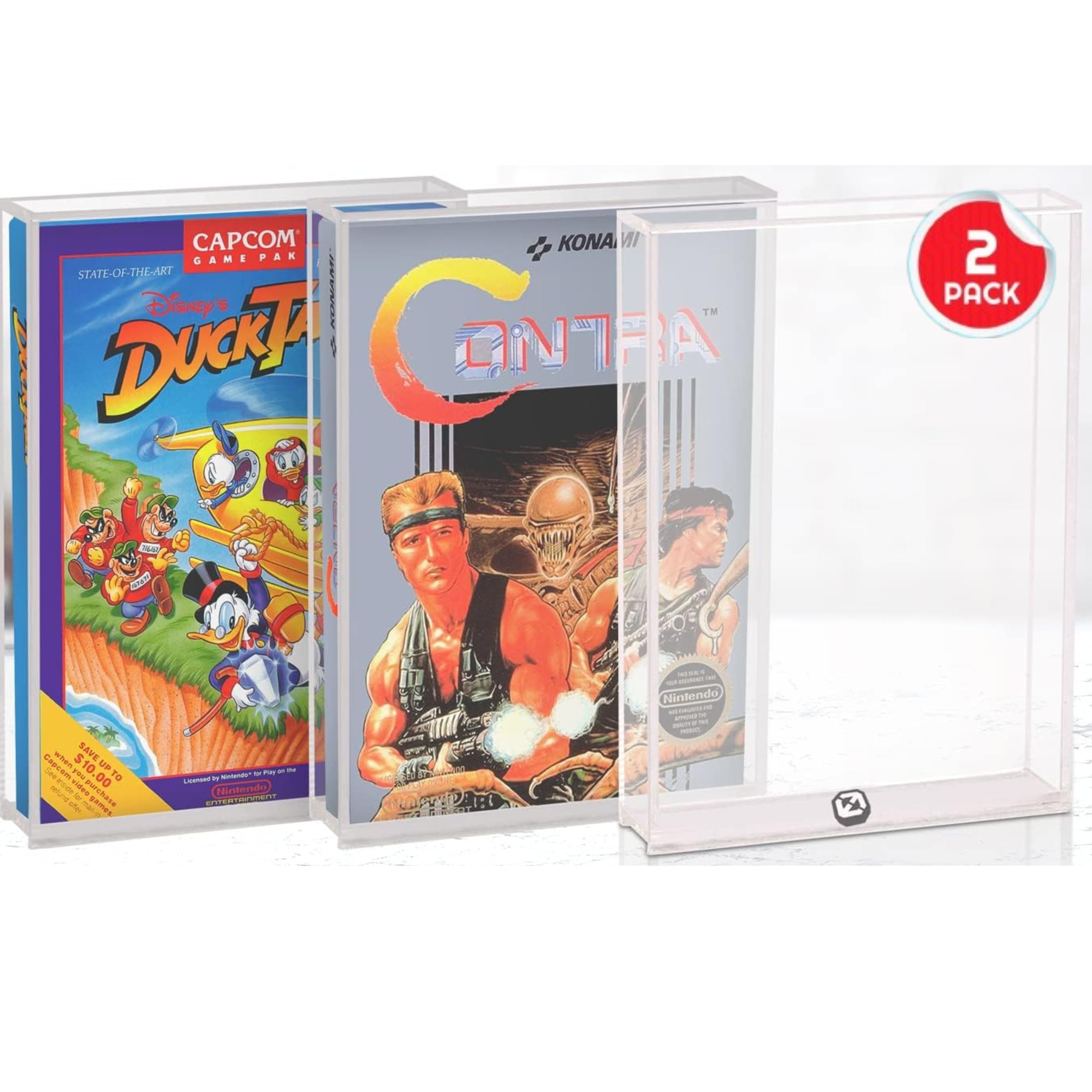 Acrylic Video Game Box Storage Case for Nintendo NES Video Game Box - 4MM Thick, Anti-Dust, Anti-UV, and Acid-Free Clear NES Holder, Video Game Covers by EVORETRO (Pack of 2)