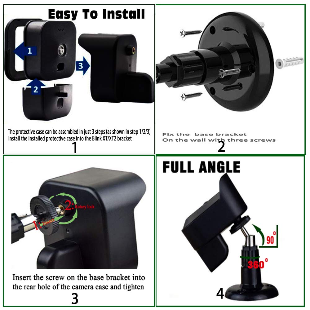 All-New Blink Camera Wall Mount Bracket, Weather Proof 360° Protective Plastic Housing Cover and Adjustable Wall Mount Bracket Indoor Outdoor Home Security Camera System Black(5 Pack)