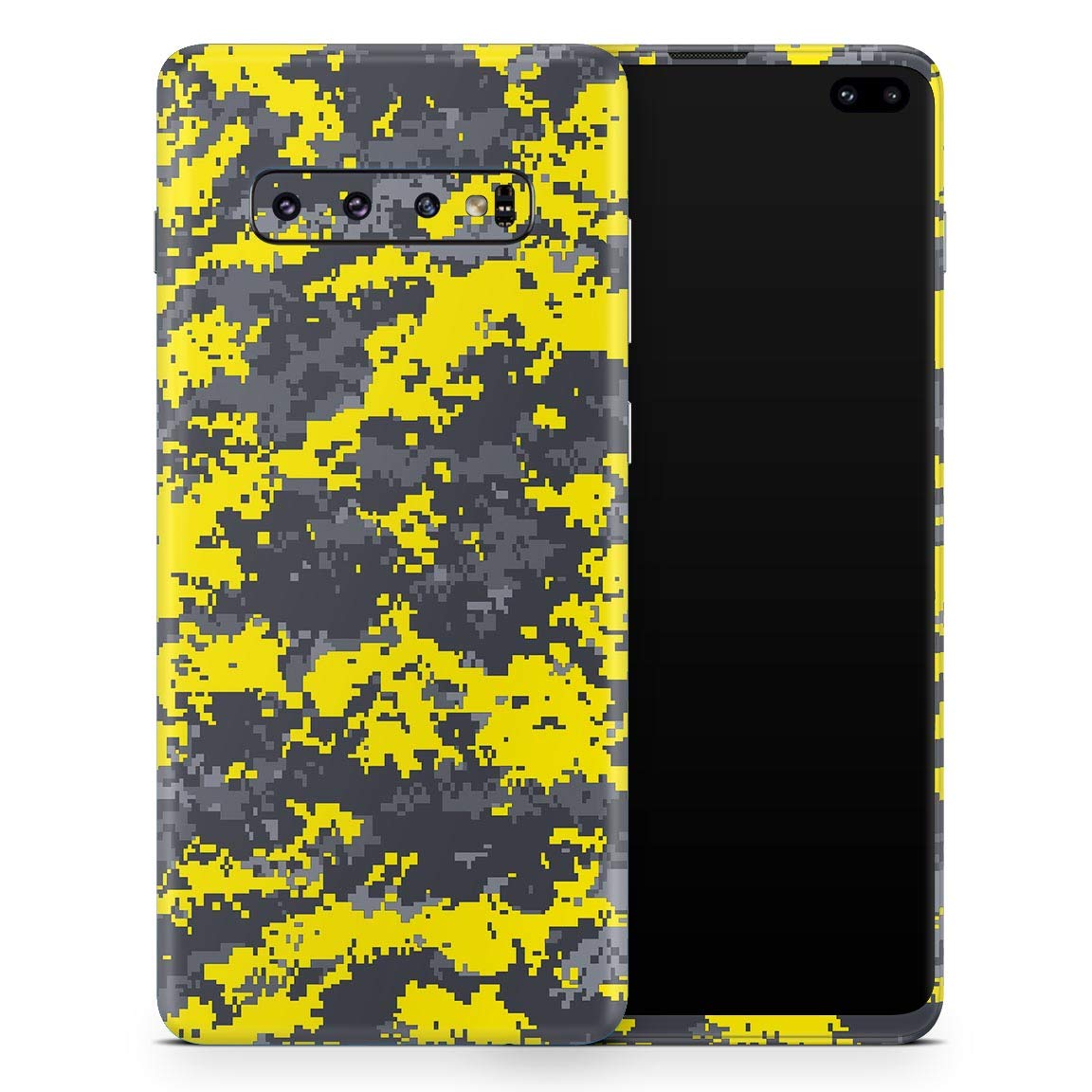 DesignSkinz Bright Yellow and Gray Digital Camouflage Protective Vinyl Decal Wrap Skin Cover Compatible with The Samsung Galaxy S20 (Screen Trim & Back Glass Skin)