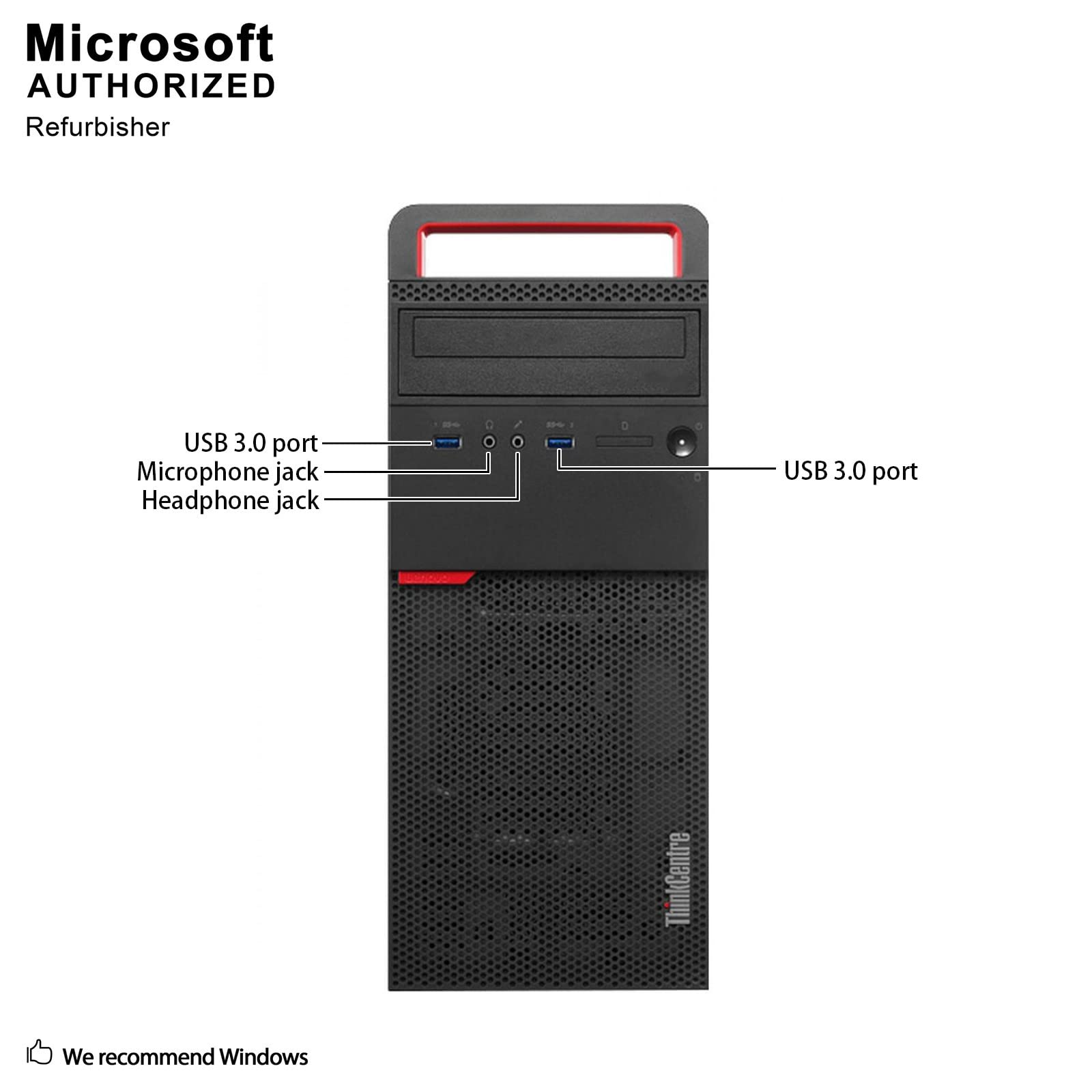 Lenovo ThinkCentre Tower Desktop PC Computer Workstation, Intel Quad Core i5-6400 up to 3.3GHz, 16G DDR4, 512G SSD, DVD, USB 3.0, VGA, DP, Mouse, Keyboard, Windows 10 Pro 64 Bit (Renewed)