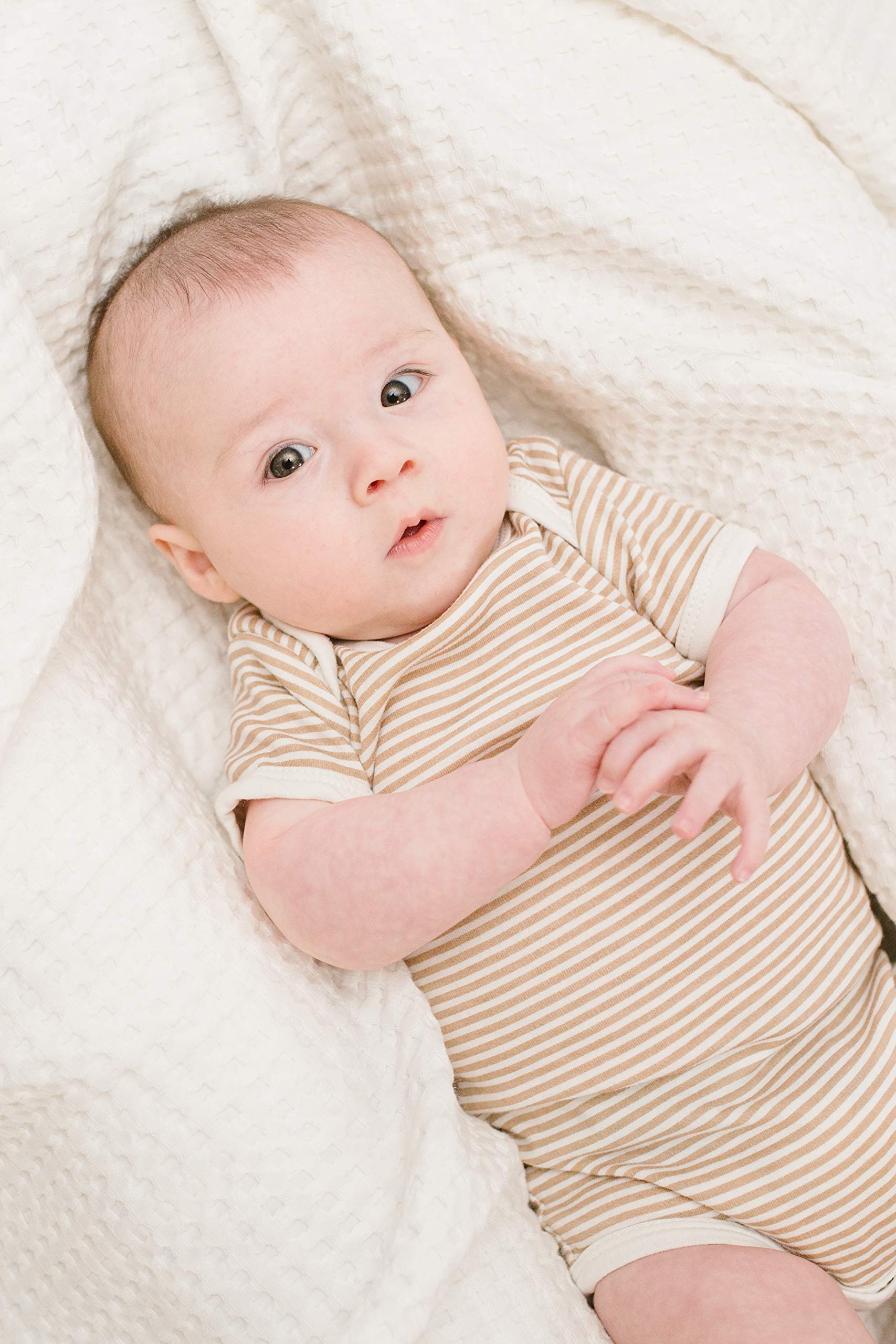 lulujo Soft Cotton Baby Blanket, Waffle Weave (Vanilla)