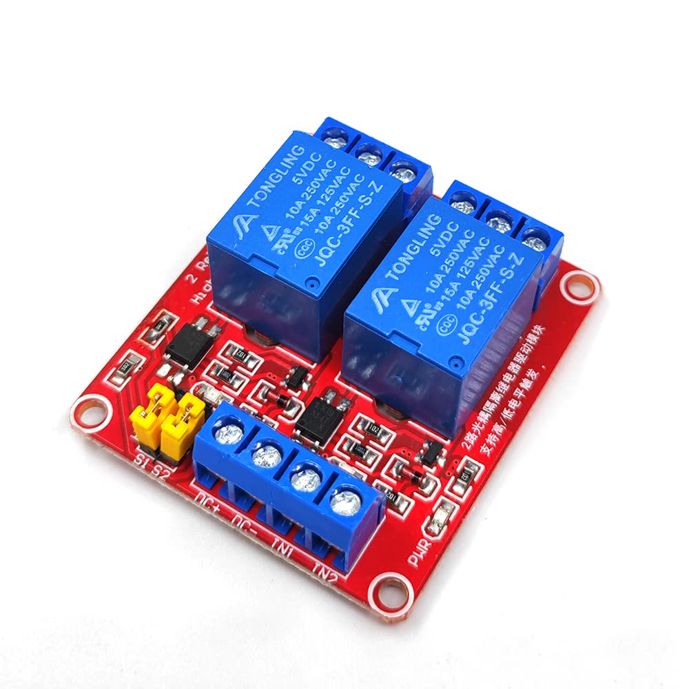2 PCS 5V Relay Module with Optocoupler High or Low Level Trigger Expansion Board for Raspberry Pi Arduino STM32, 2 Channel