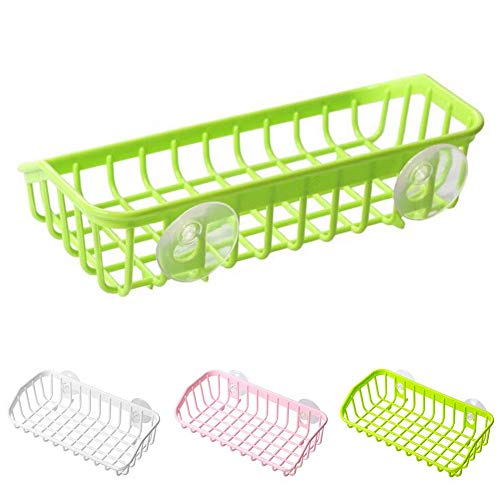 Gnc33Ouhen Double Suction Cup Sink Sponge Soap Toothbrush Cup Holder Kitchen Bathroom Drain Storage Rack Pink