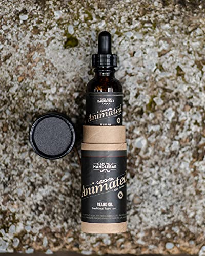 an You Handlebar Beard Oil for Men, Natural Beard Care Conditioner Moisturizer Softener Grooming Product, Animated Coffee Scent, 1oz Dropper Bottle