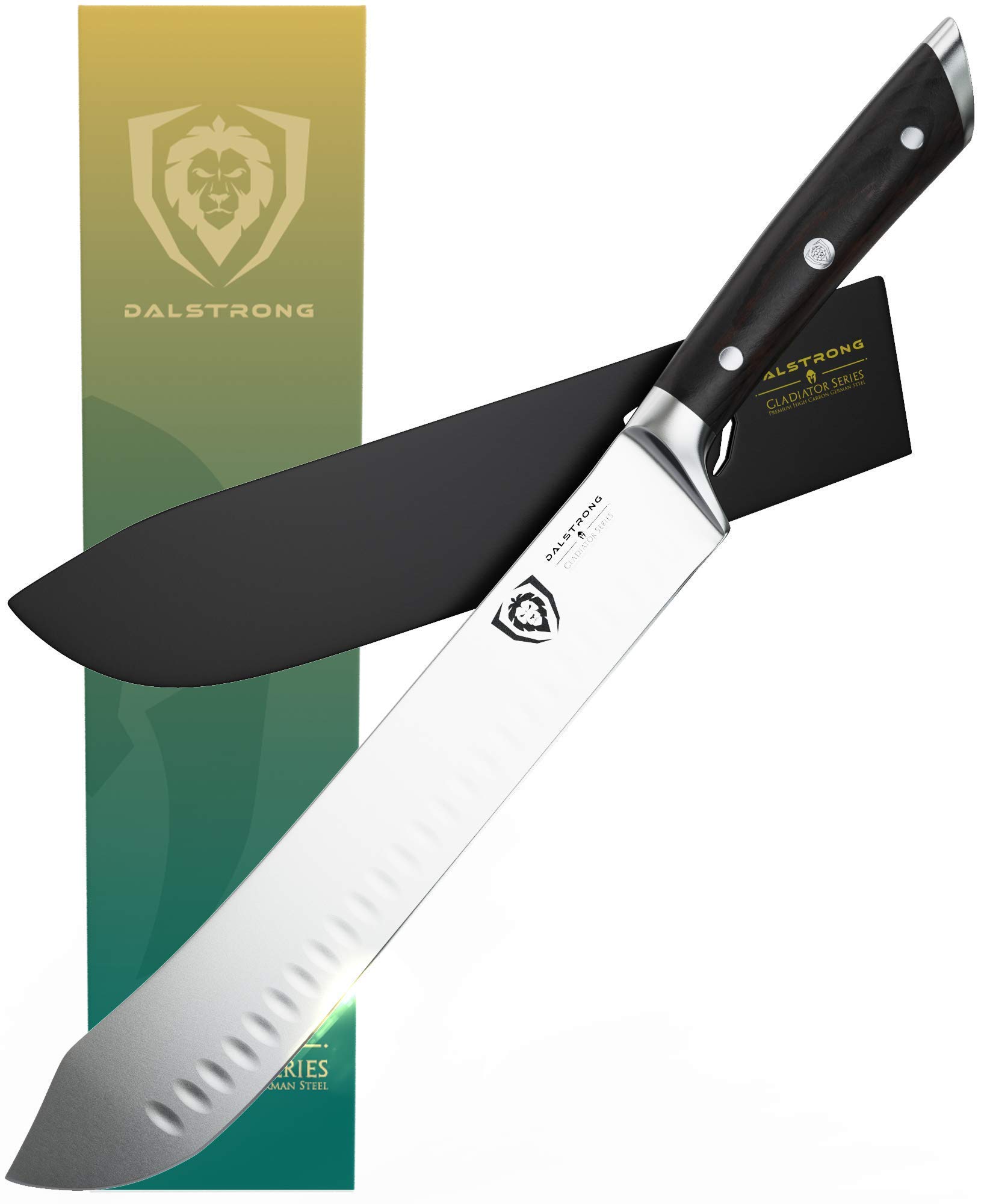 Dalstrong The Gladiator Series Elite Bull Nose Butcher Knife 10" Bundled with Premium Whetstone Kit - #1000/#600 Grit