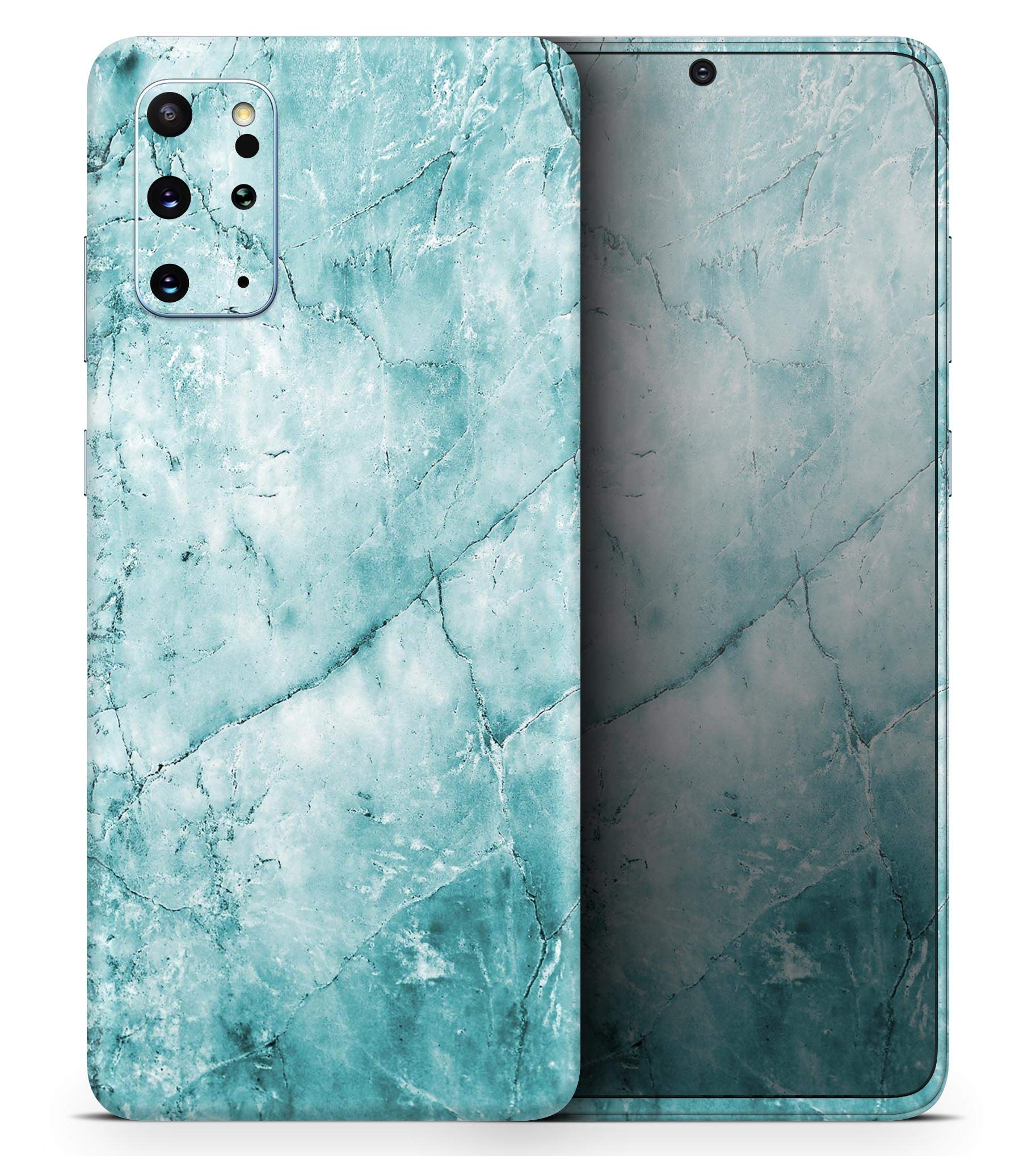 DesignSkinz Cracked Turquise Marble Surface 2 Protective Vinyl Decal Wrap Skin Cover Compatible with The Samsung Galaxy S20 (Screen Trim & Back Glass Skin)