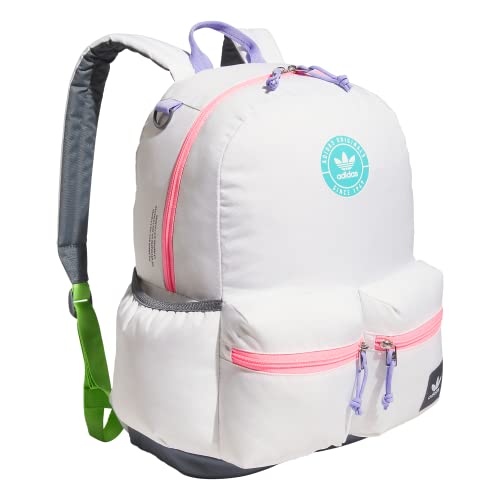 adidas Originals Trefoil 3.0 Backpack, White/BeamPink/LucidCyanBue, One Size