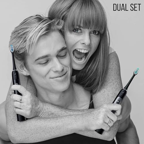 Acteh Sonic Electric Toothbrush Dual Set 5 Modes Smart Timer Long Lasting Battery 2-Toothbrush Set