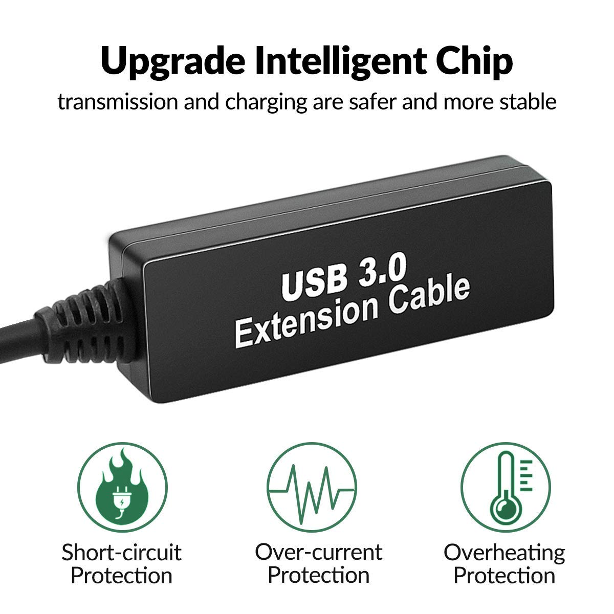 50FT USB 3.0 Extension Cable,Active USB 3.0 Extension Cable A-Male to A-Female,USB 3.0 Extension Cord,with 5V/2A Power Adapter,Compatible Oculus Quest 2 VR, Xbox, PS4 and More, (Black-50Feet)