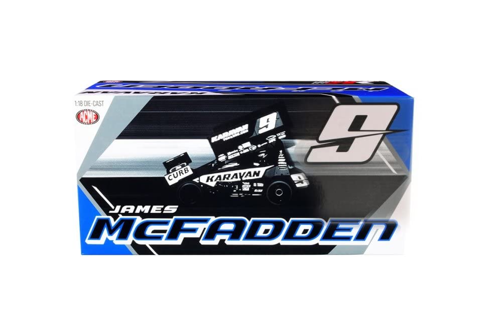 2021 Winged Sprint Car #9 James McFadden Karavan Trailers, Blue - Acme 1/18 Scale Diecast Car