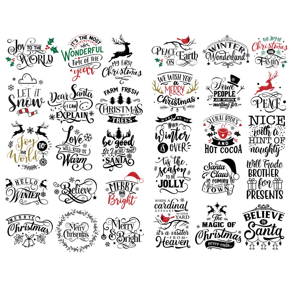 Seasonstorm Black Christmas Blessing Words Decoration Album Planner Stickers Scrapbooking Diary Sticky Paper Flakes (PK686)