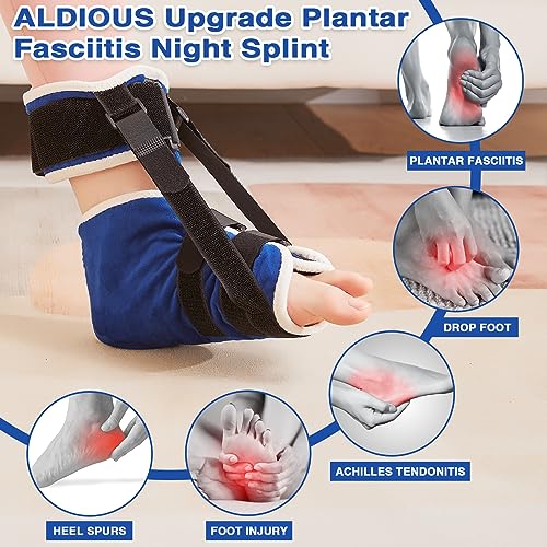 aldious 2-IN-1 Plantar Fasciitis Night Splint, Upgrade Foot Brace for Plantar Fasciitis Relief with Heated Ankle Heat Pad, 86-158β Adjustable Temperature, Auto Shut Off, Foot Drop Relief