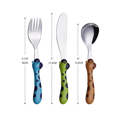 ANNOVA Children's Flatware 6 Pieces Kids Silverware - Stainless Steel Cutlery - 3 x Safe Forks, 3 x Dinner Spoons - Safe Toddler Utensils Without Knives for Lunch Box BPA Free - 2021 New Packaging