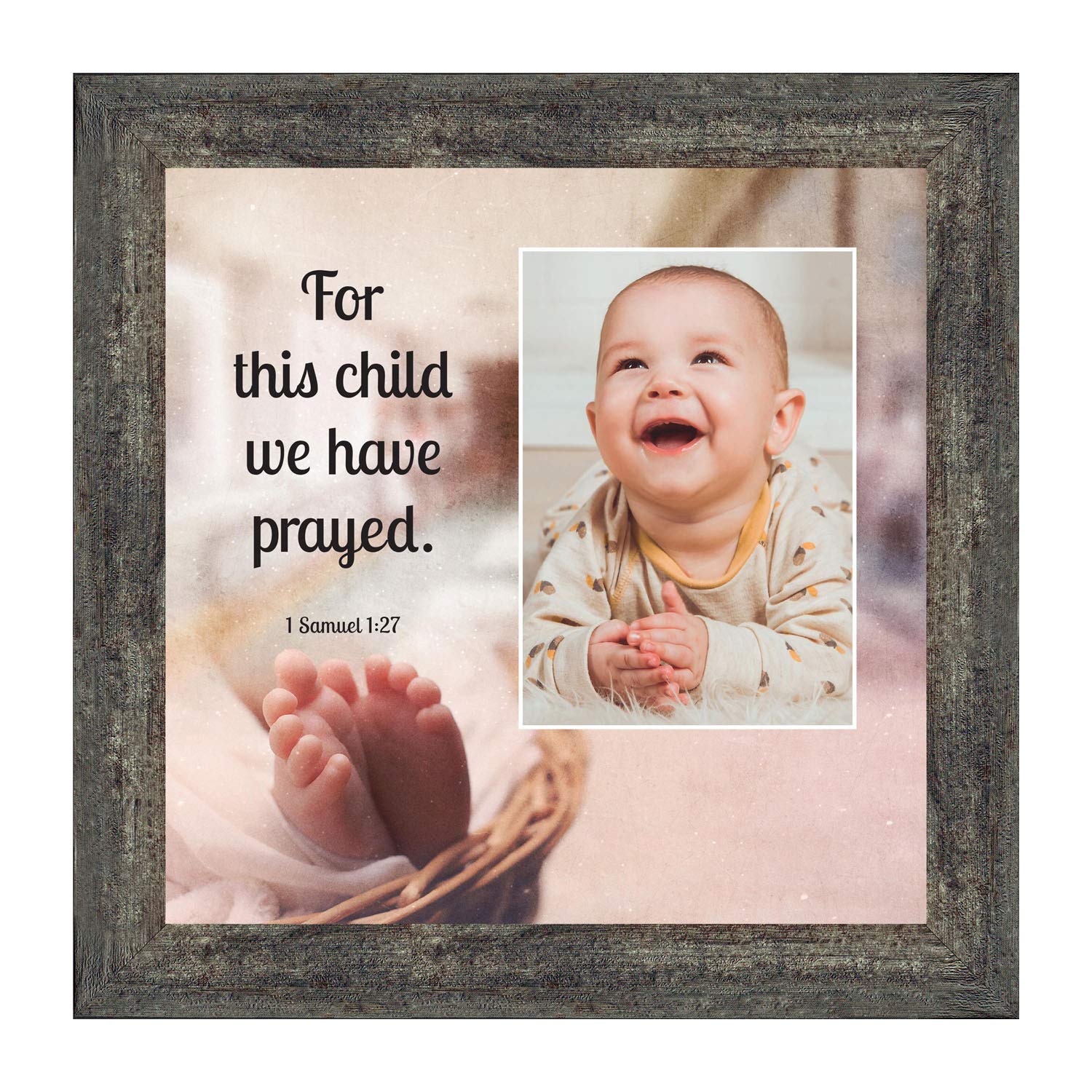 For This Child We Have Prayed, Adoption Gifts, Answered Prayer Bible Verse Nursery, Rainbow Baby Gift, Gift for New Parent, Baby Room Decor, 1 Samuel 1:27 Framed Scripture, 6457BW
