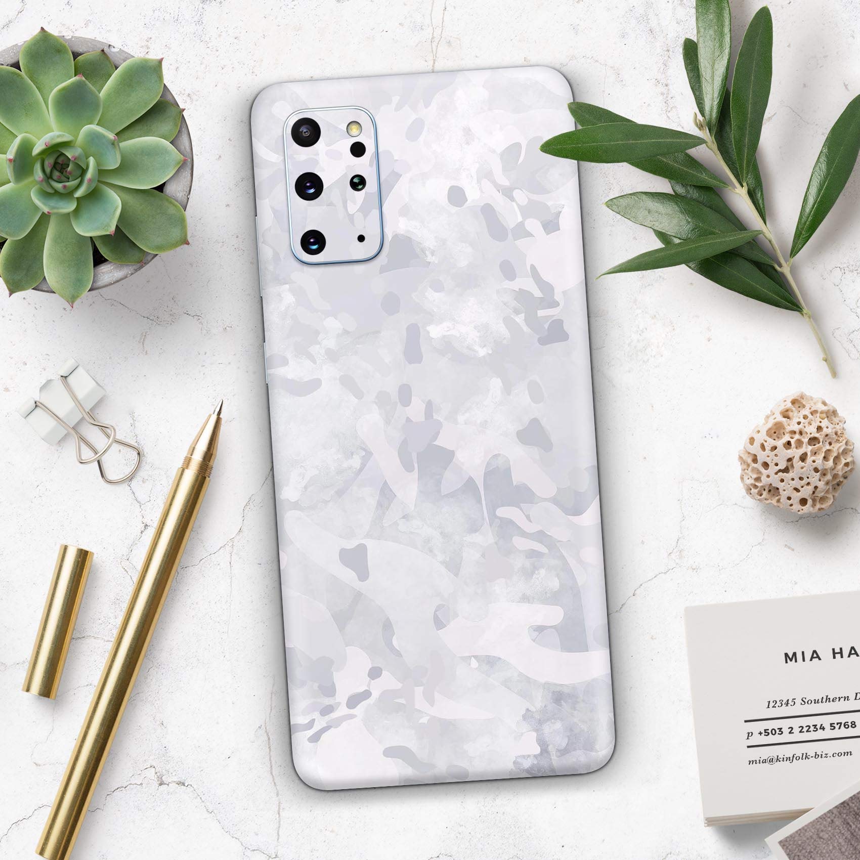 DesignSkinz Desert Winter Camouflage V3 Protective Vinyl Decal Wrap Skin Cover Compatible with The Samsung Galaxy S20 (Screen Trim & Back Glass Skin)