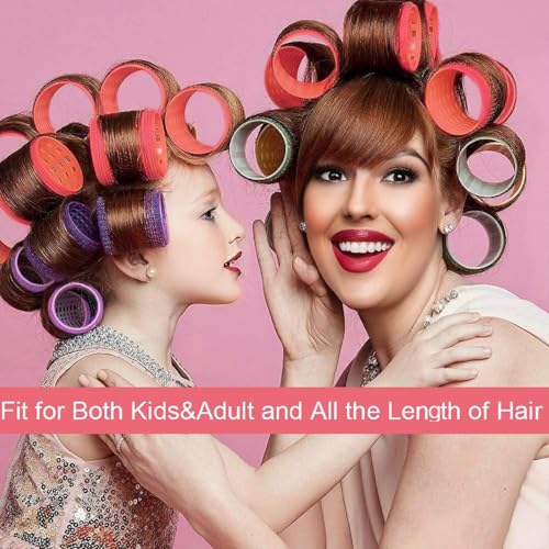 Self Grip Hair Roller Curlers Set,12pcs Large Rollers for Hair, Hair Rollers for Long Hair,Medium and Short Hair,Salon Hairdressing Curlers for Women,DIY Hairstyle (Large)