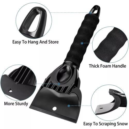 AQTZGOS Car Windshield ice Scraper, deicer with Retractable Handle Snow Brush 180° Swivel Brush Head Snow Scraper with Towel Gloves, Suitable for Cars, Trucks, SUVs