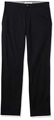 Amazon Essentials Men's Straight-Fit Casual Stretch Khaki Pant, Black, 34W x 32L