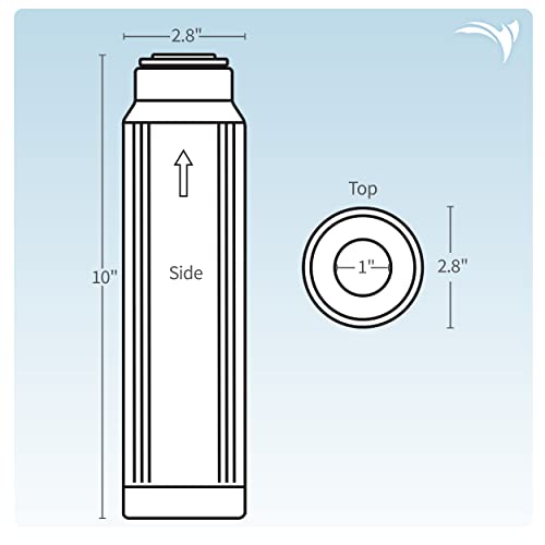AQUATICLIFE 10" x 2.5" Translucent Refillable Reusable Water Filter Cartridge for DI Resin and Other Media