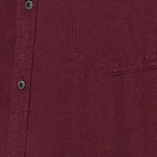 Amazon Essentials Men's Regular-Fit Long-Sleeve Two-Pocket Flannel Shirt, Burgundy Heather, Large