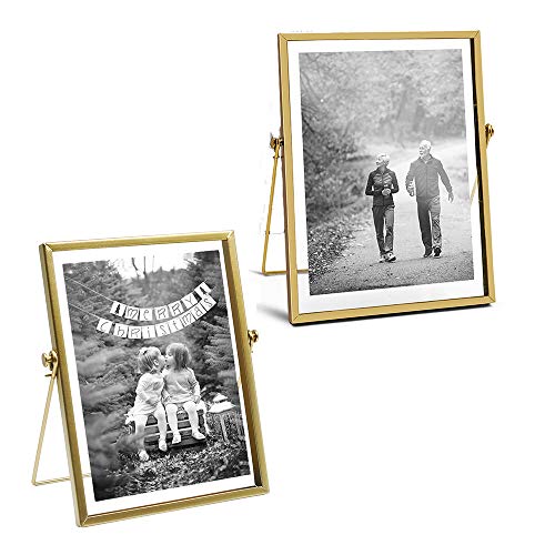 AceList 5 x 7 + 4 x 6 Glass Photo Frame Collection Simple Metal Geometric Picture Frame with Plexiglas Cover